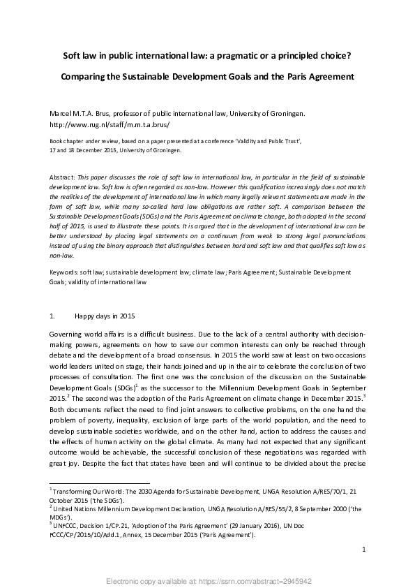 (PDF) Soft Law in Public International Law: A Pragmatic or a Principled ...