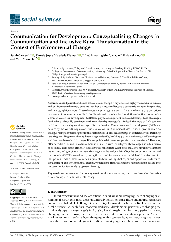 (PDF) Communication for Development: Conceptualising Changes in Communication and Inclusive ...