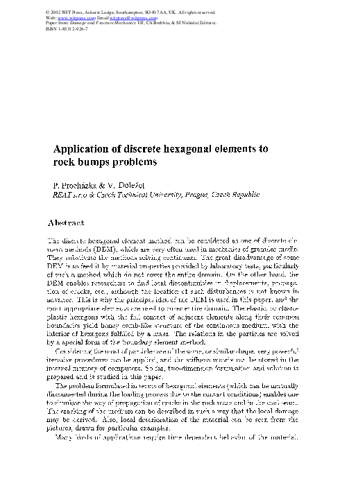 (PDF) Application of discrete hexagonal elements to rock bumps problems ...