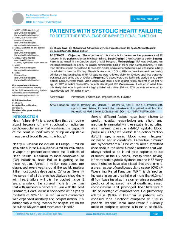 (PDF) Patients with Systolic Heart Failure; to Detect the Prevalence of ...