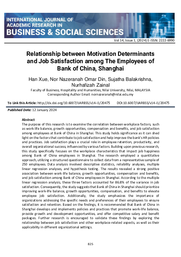 (PDF) Relationship between Motivation Determinants and Job Satisfaction among The Employees of ...
