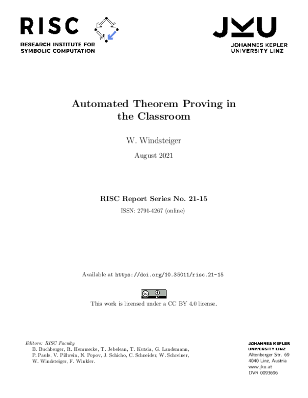(PDF) Automated Theorem Proving in the Classroom