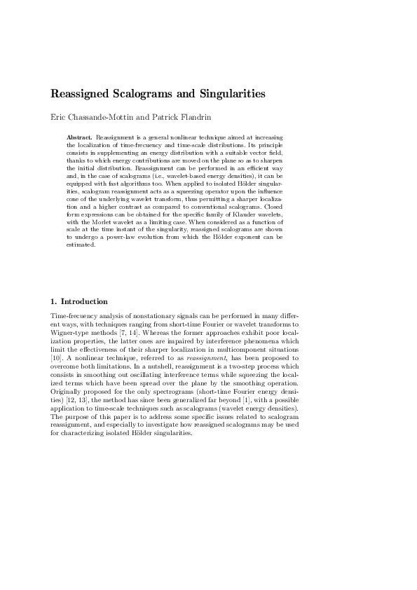 (PDF) Reassigned Scalograms and Singularities | Patrick Flandrin ...