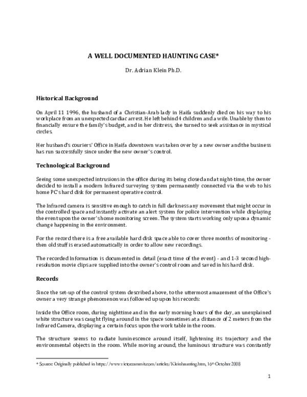 (PDF) A WELL DOCUMENTED HAUNTING CASE