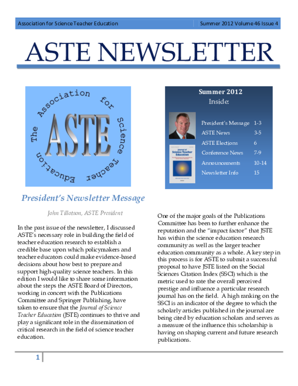 (PDF) President's Newsletter Message