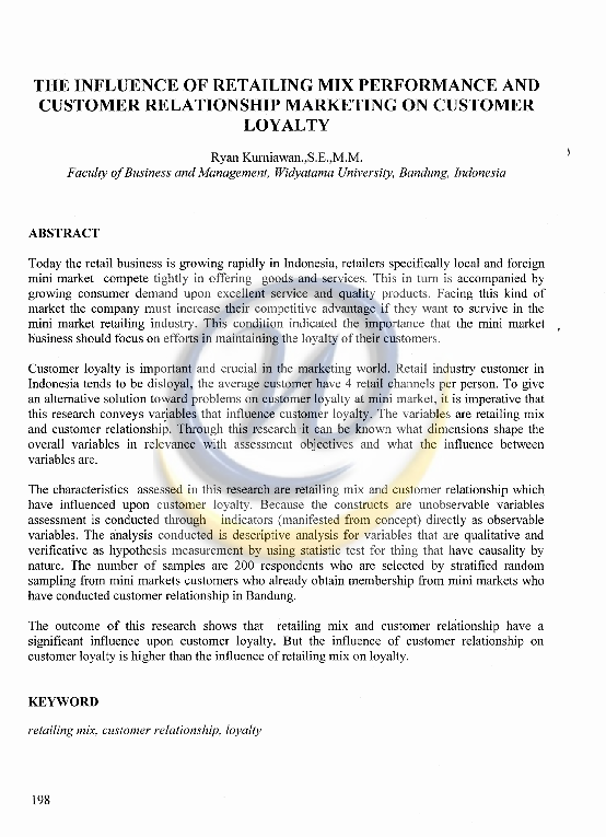 (PDF) The Influence .OF Retailing MIX Performance and Customer ...