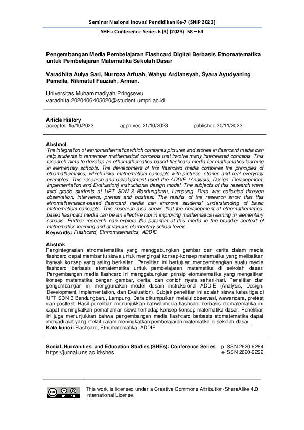 (PDF) Pengembangan Media Pembelajaran Flashcard Digital Berbasis Etnomatematika untuk ...
