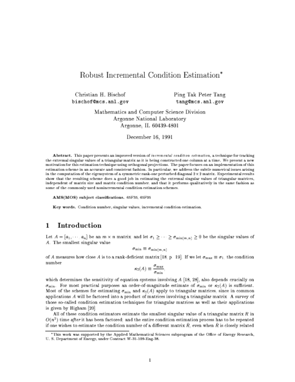 (PDF) Incremental Condition Estimation
