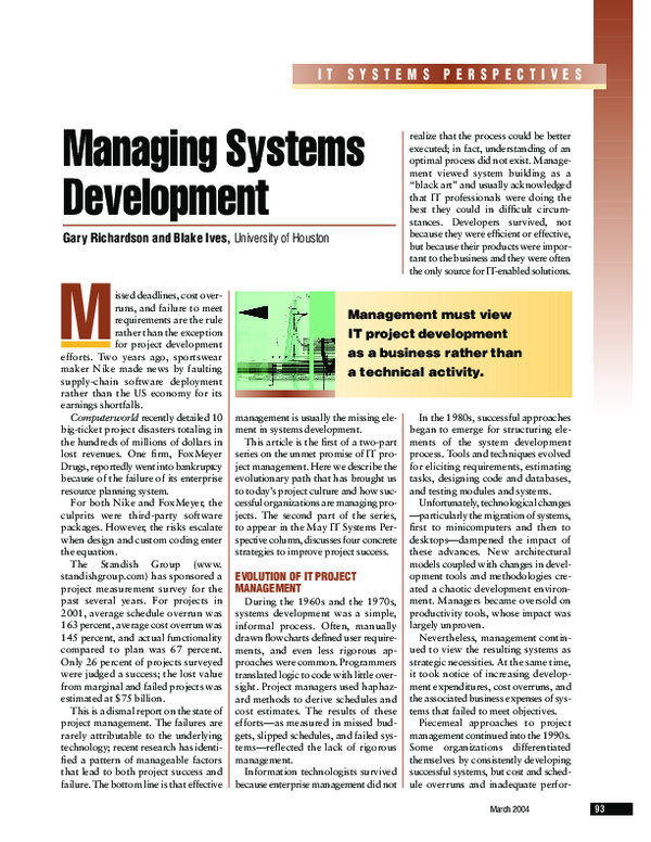 (PDF) Managing systems development