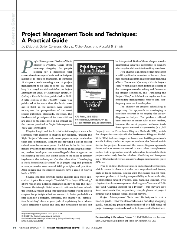 (PDF) Project Management Tools and Techniques: A Practical Guide