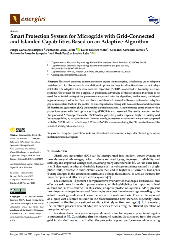 Pdf Smart Protection System For Microgrids With Grid Connected And