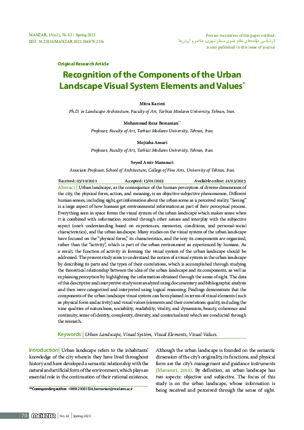 (PDF) Recognition of the Components of the Urban Landscape Visual ...