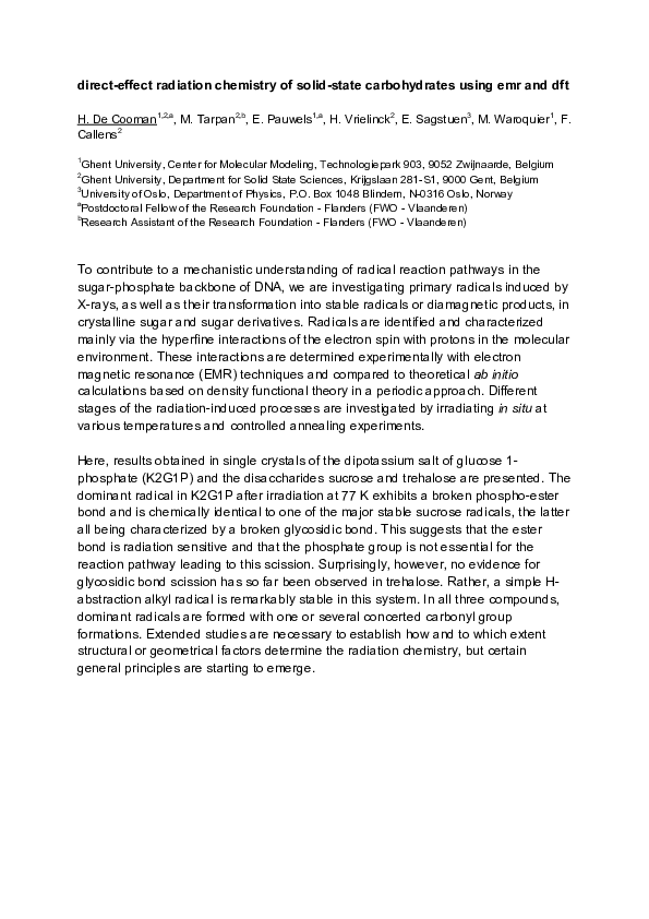 (PDF) Direct-effect radiation chemistry of solid-state carbohydrates ...