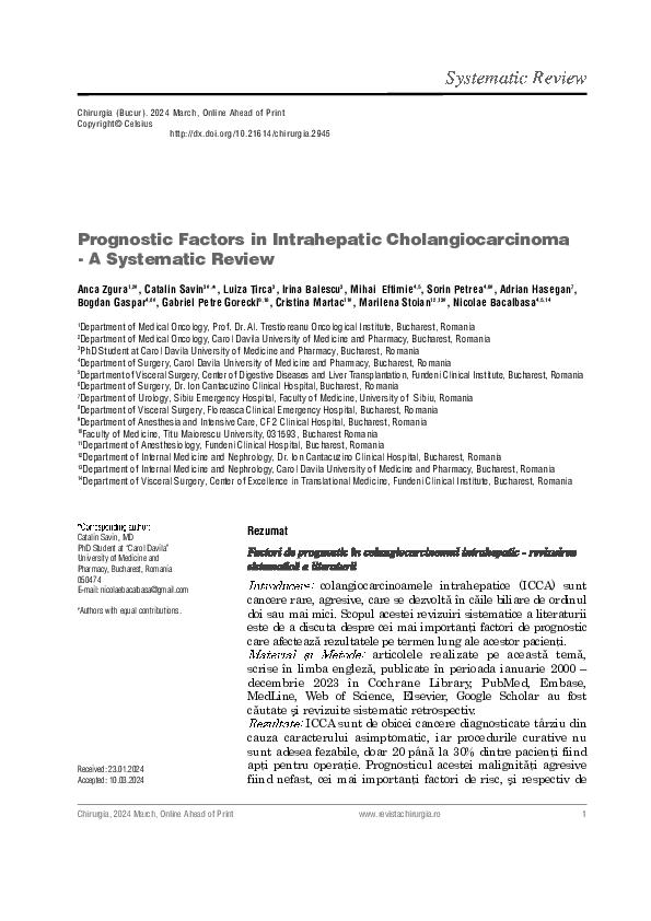 (PDF) Prognostic Factors in Intrahepatic Cholangiocarcinoma - A Systematic Review