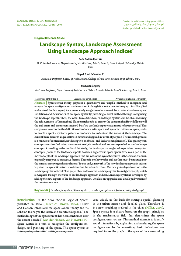(PDF) Landscape Syntax, Landscape Assessment Using Landscape Approach ...