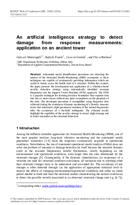 (PDF) An artificial intelligence strategy to detect damage from ...