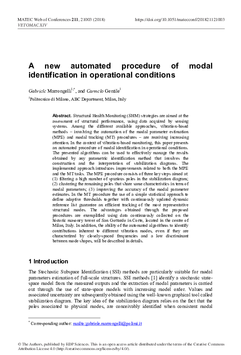 (PDF) A new automated procedure of modal identification in operational ...