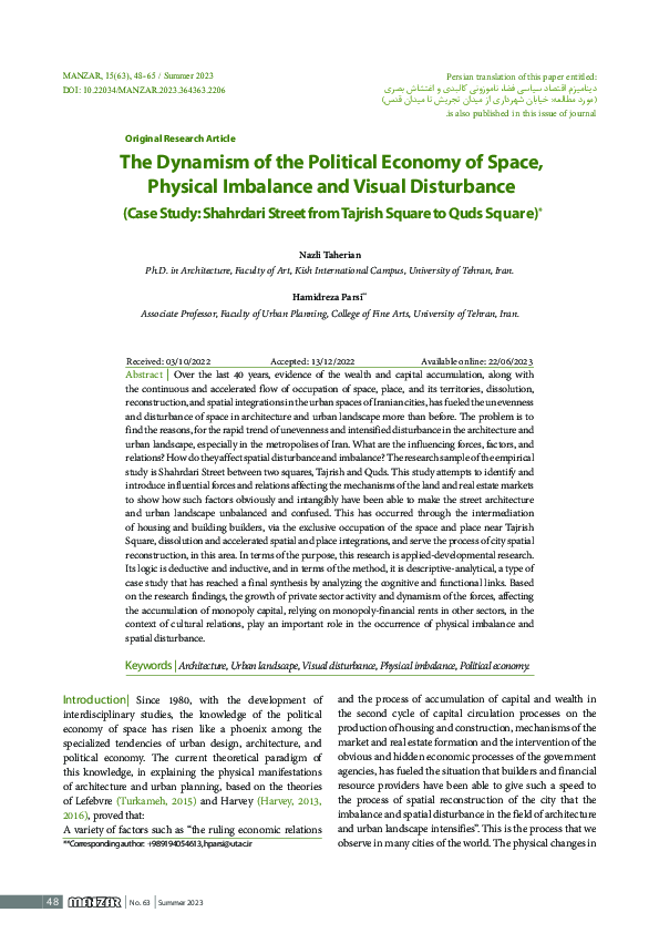 (PDF) The Dynamism of the Political Economy of Space, Physical ...