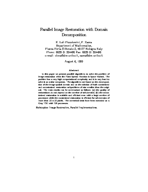 (PDF) Parallel Image Restoration with Domain Decomposition