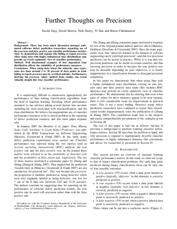 (PDF) Further thoughts on precision