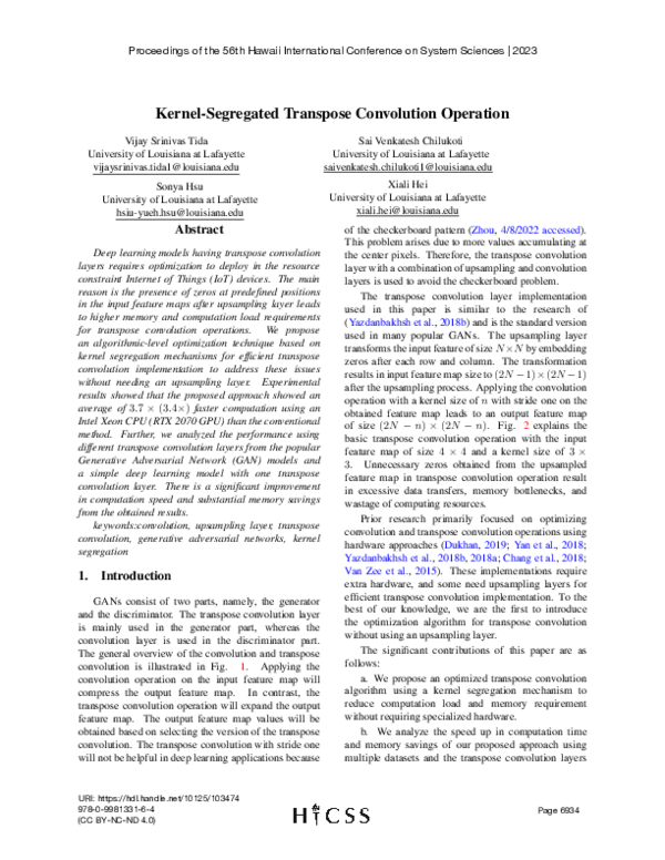 (PDF) Kernel-Segregated Transpose Convolution Operation