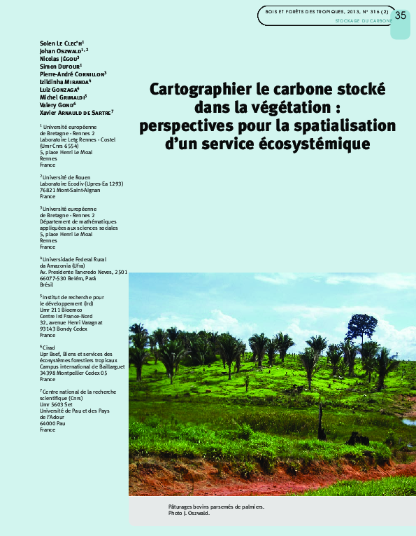 (PDF) Cartographier le carbone stocké dans la végétation : perspectives ...