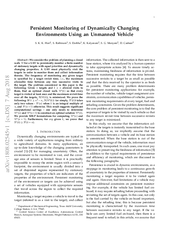 (PDF) Persistent Monitoring of Dynamically Changing Environments Using ...