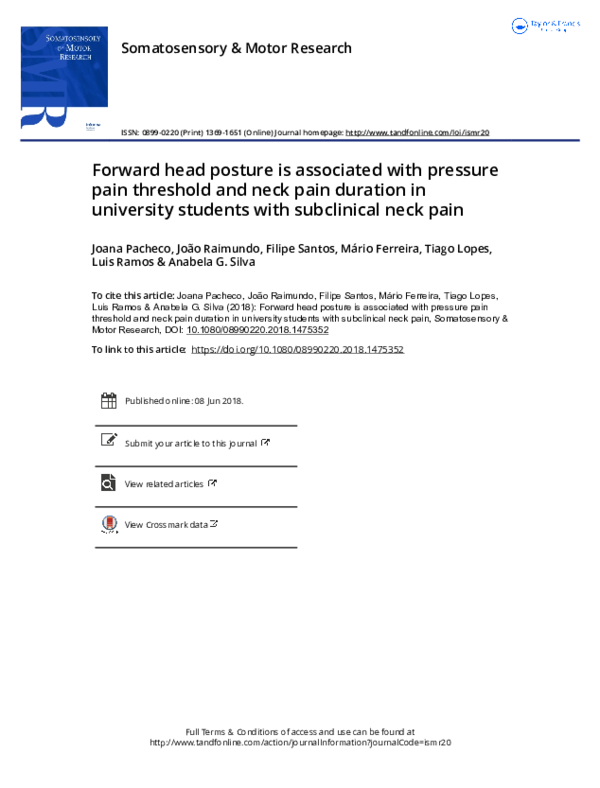 (PDF) Forward head posture is associated with pressure pain threshold ...