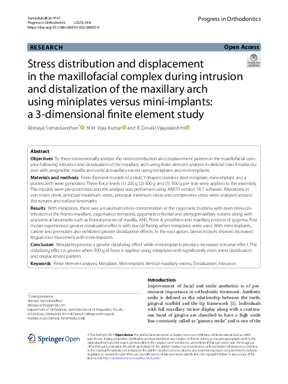 (PDF) Stress distribution and displacement in the maxillofacial complex ...