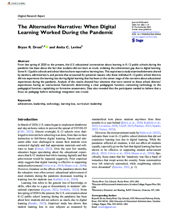 (PDF) The Alternative Narrative: When Digital Learning Worked During ...