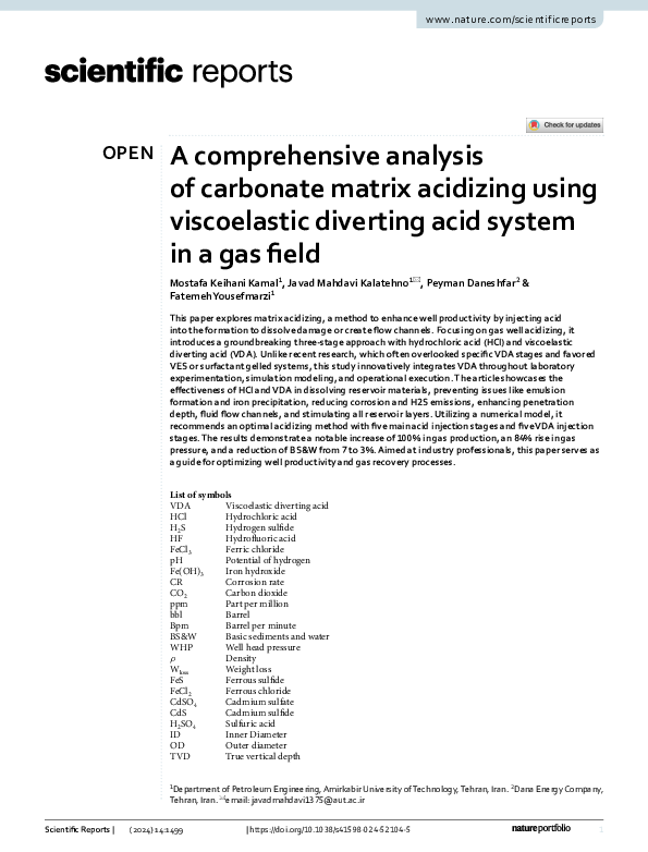 (PDF) A comprehensive analysis of carbonate matrix acidizing using ...