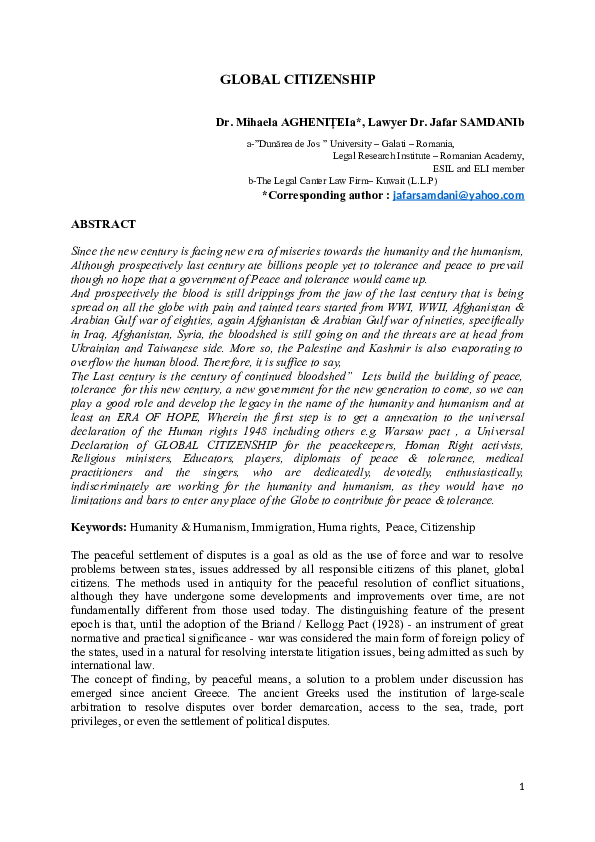 (PDF) GLOBAL CITIZENSHIP
