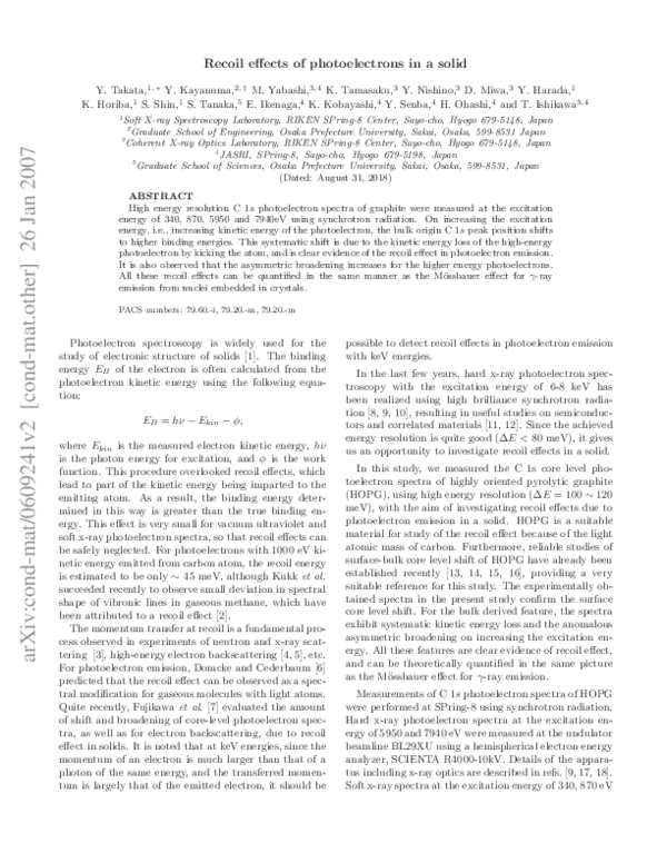(PDF) Recoil effects of photoelectrons in a solid
