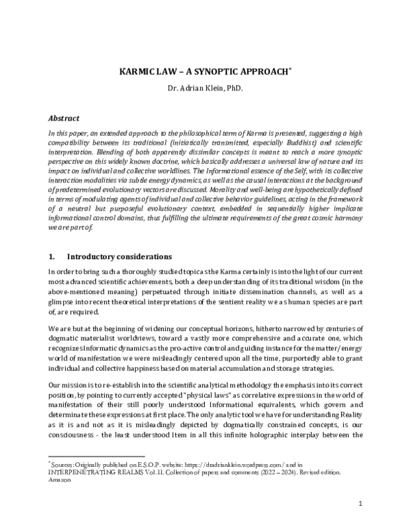 (PDF) KARMIC LAW -A SYNOPTIC APPROACH