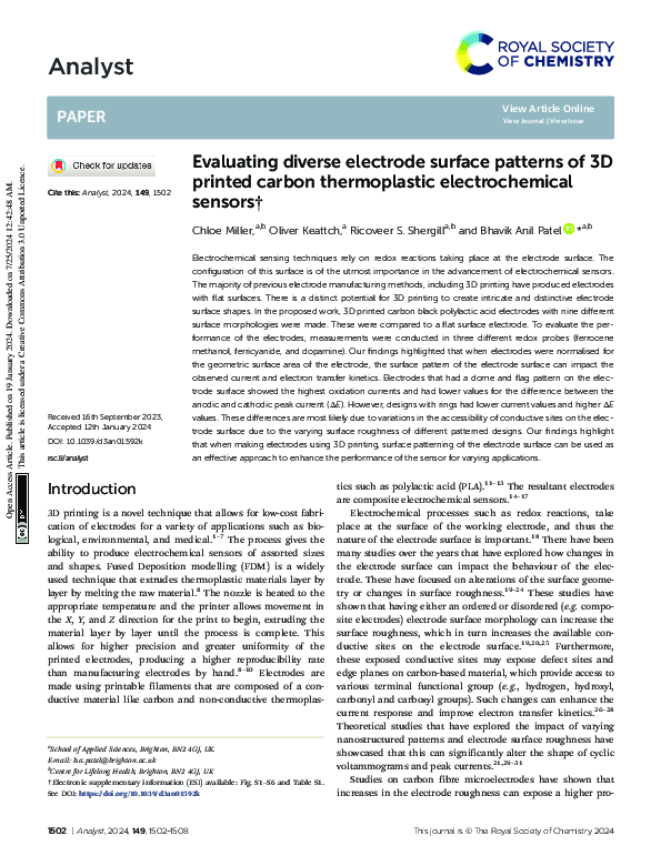 (PDF) Evaluating diverse electrode surface patterns of 3D printed carbon thermoplastic ...
