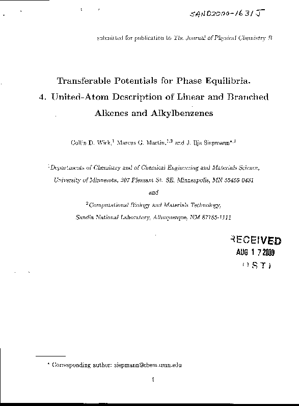 (PDF) Transferable Potentials for Phase Equilibria. 4. United-Atom ...