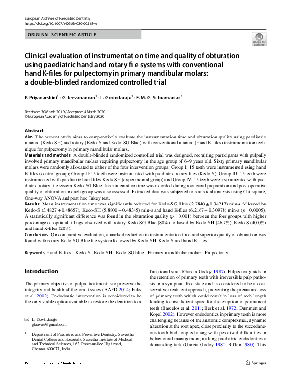 (PDF) Clinical evaluation of instrumentation time and quality of ...
