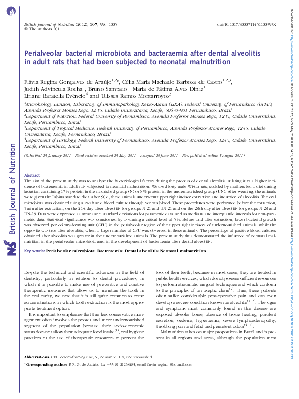 (PDF) Perialveolar bacterial microbiota and bacteraemia after dental ...