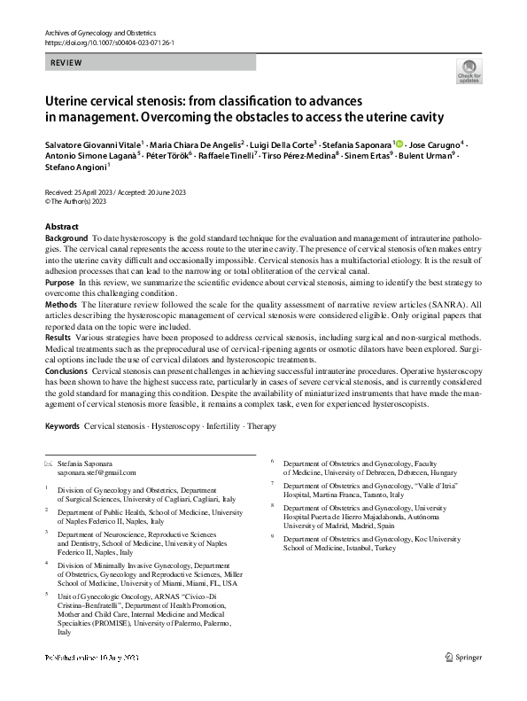 (PDF) Uterine cervical stenosis: from classification to advances in ...