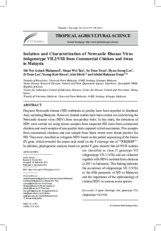 (PDF) Isolation and Characterization of Newcastle Disease Virus ...