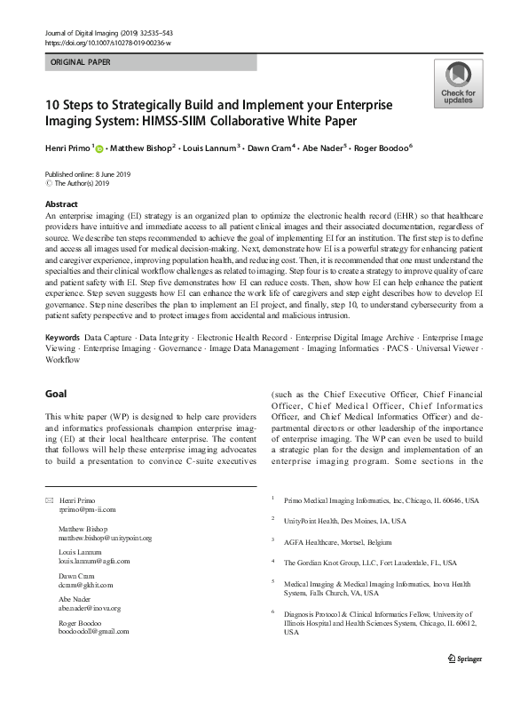 (PDF) 0 Steps to Strategically Build and Implement your Enterprise Imaging System: HIMSS-SIIM ...