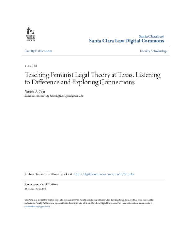 (PDF) Teaching Feminist Legal Theory at Texas: Listening to Difference ...