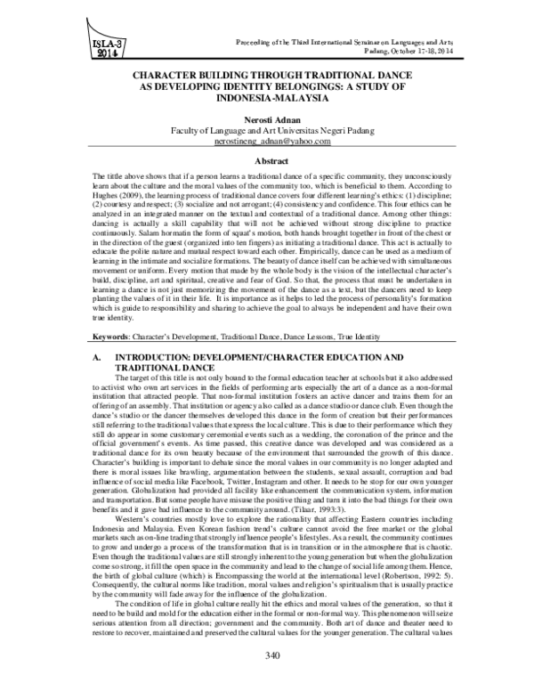 (PDF) 4 4 4 Character Building Through Traditional Dance as Developing ...