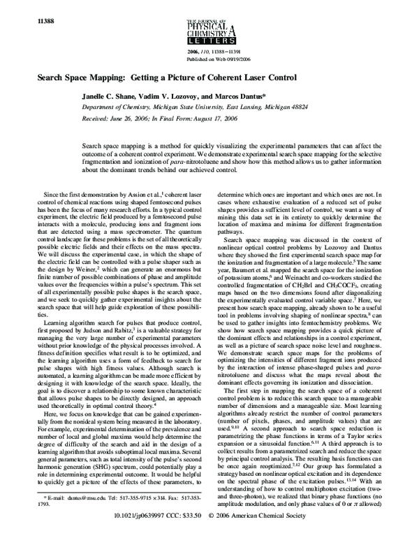 (PDF) Search Space Mapping: Getting a Picture of Coherent Laser Control | Janelle Shane ...