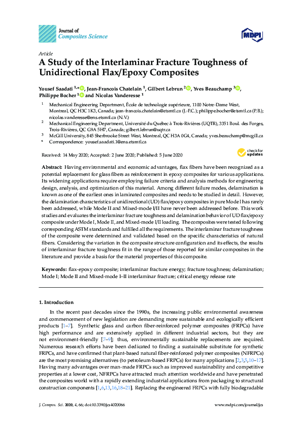 (PDF) A Study of the Interlaminar Fracture Toughness of Unidirectional ...