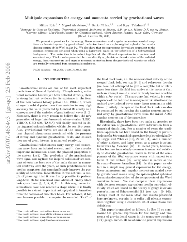 (PDF) Multiple expansions for energy and momenta carried by ...