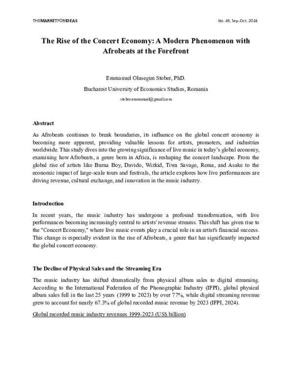 (PDF) The Rise of the Concert Economy: A Modern Phenomenon with ...