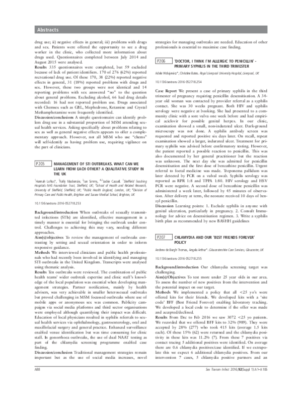 (PDF) P205 Management of STI outbreaks. What can we learn from each ...