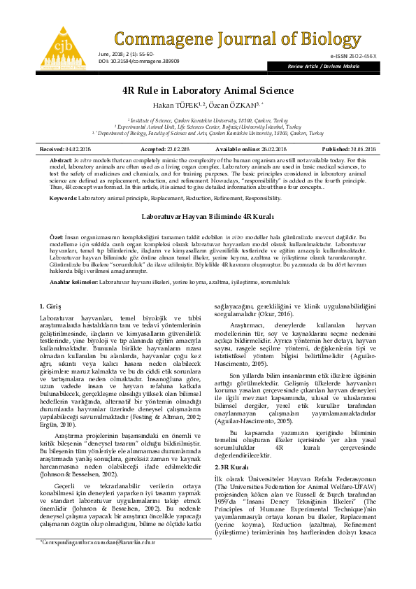 (PDF) 4R Rule in Laboratory Animal Science
