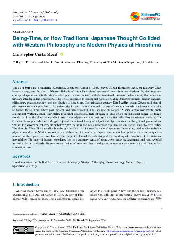 (PDF) Being-Time, or How Traditional Japanese Thought Collided with ...